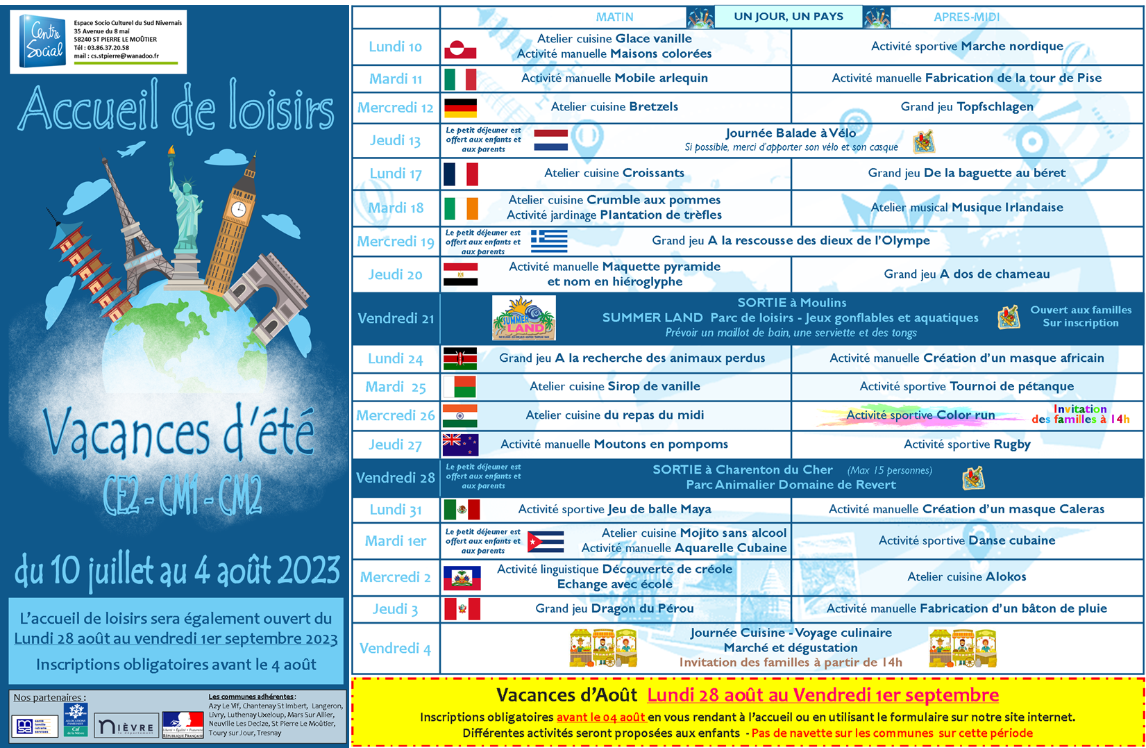 Inscriptions – Vacances d'été - Centre Social du canton de St Pierre le ...